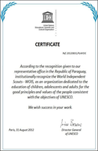 Unesco Certificate | WOIS Scouts